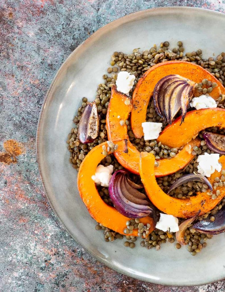Potimarron rôti aux lentilles et au gorgonzola - J'ai si faim